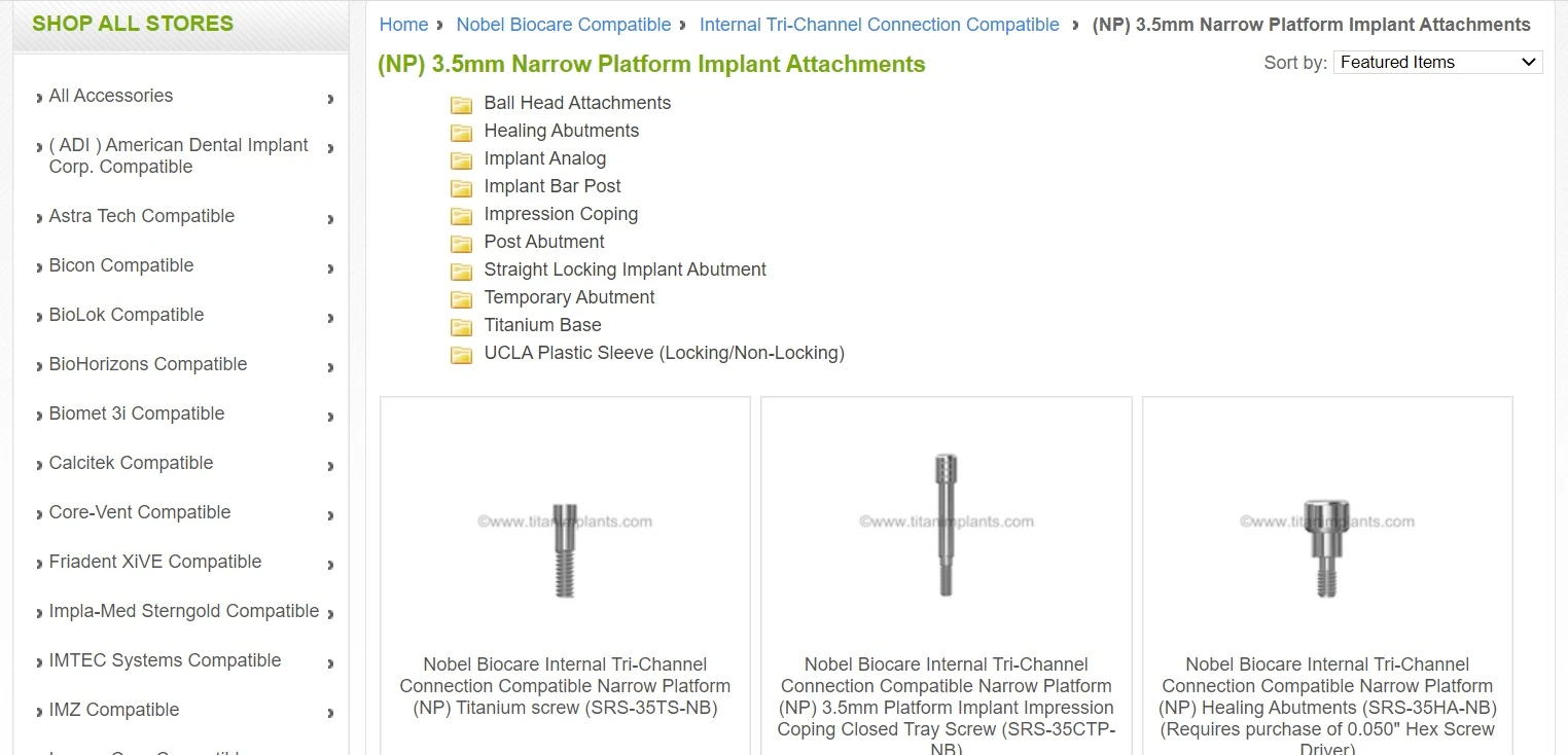 dental implant - Titan implants INC. - Components: Nobel Biocare ...